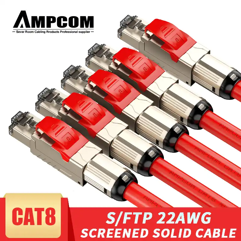 AMPCOM S/FTP CAT8 Ethernet Cable, High Speed Patch Cable 10Gbps, 25Gbps, 40Gbps with Gold Plated ...
