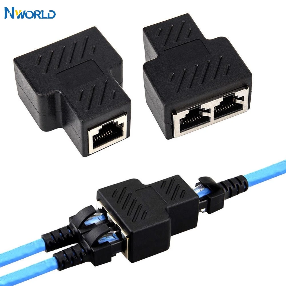 2Pcs RJ45 Splitter Adapter 1 to 2 Dual Female USB to RJ45 Port 8P8C ...