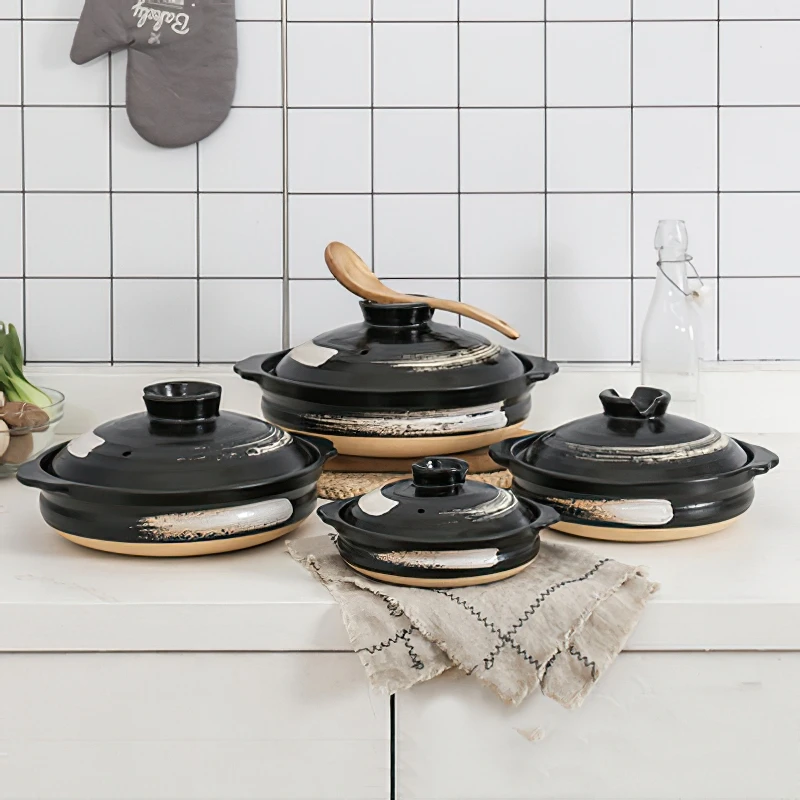 1-Pcs-Ceramic-Casserole-Japanese-Style-Black-Small-Pot-Clay-Saucepan ...