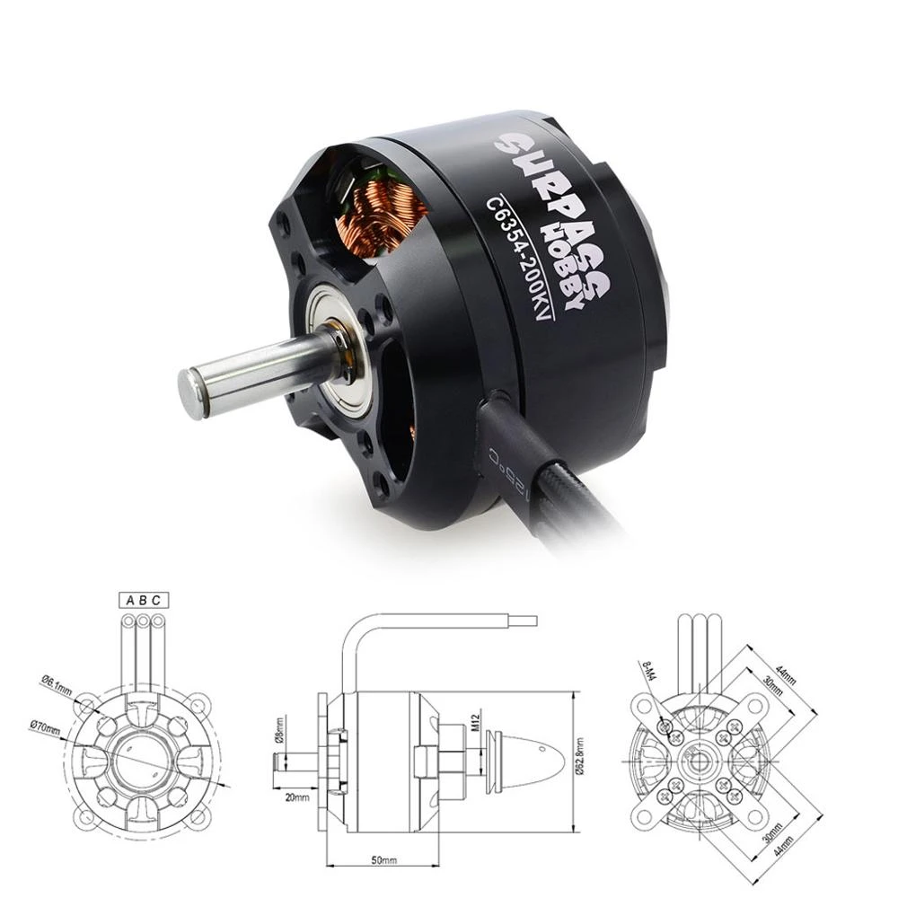 C6354 6354 200KV Brushless Motor For Airpalne Aircraft Multicopters RC ...