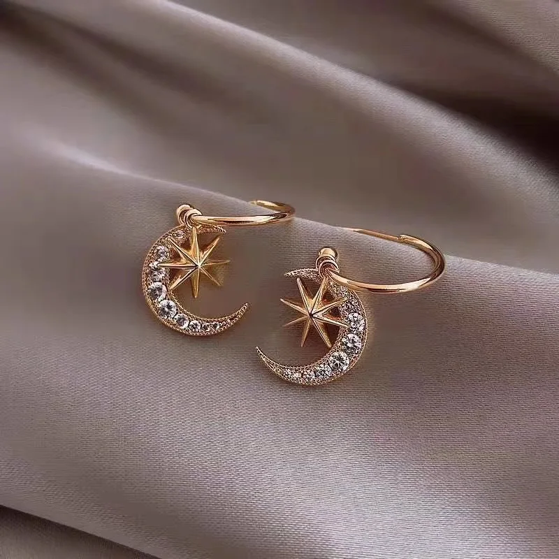 Earrings Woman Fashion Moon | Earrings Moon Gold Color | Statement ...