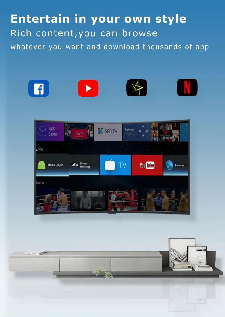 free shipping – bluetooth led curved screen tv 4k HD 55 inch television ...