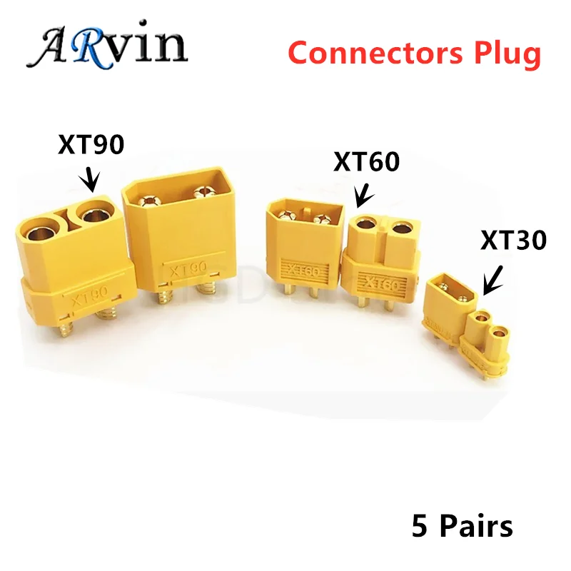 10pcs(5 Pair) XT30U XT60 XT90 Male Female Bullet Connectors Plug XT30 ...