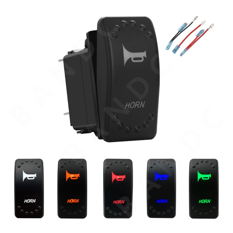 HORN Led Retractive Rocker Switch 5P (ON)-OFF SPST Momentary Toggle ...