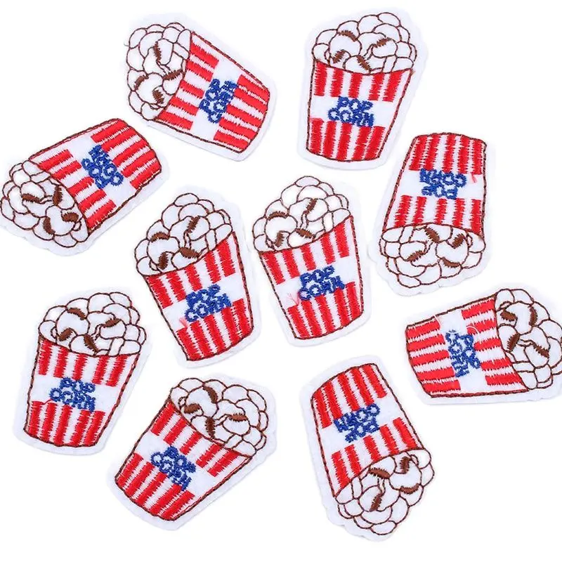 10pcs-lot-Cartoon-Popcorn-Patch-on-clothing-Embroidered-appliques-sew ...