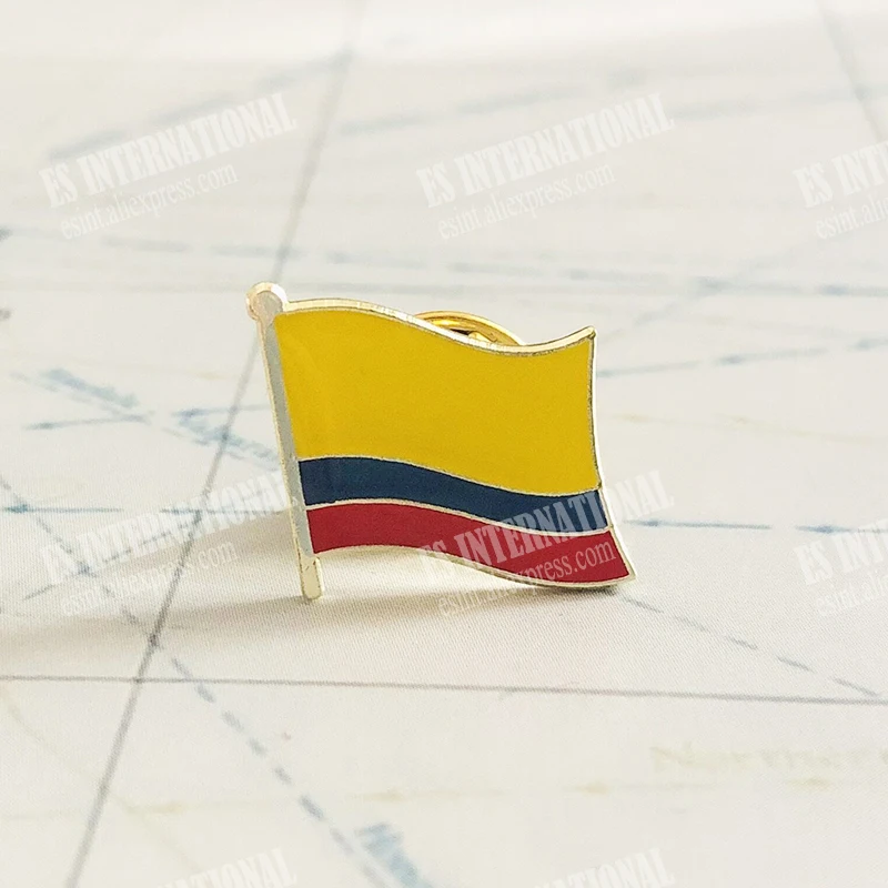 Colombia National Flag Lapel Pins Crystal Epoxy Metal Enamel Badge ...