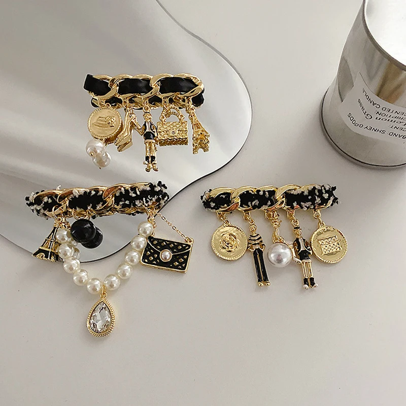 Retro Temperament Brand Designer Flower Bow Tassel Brooch