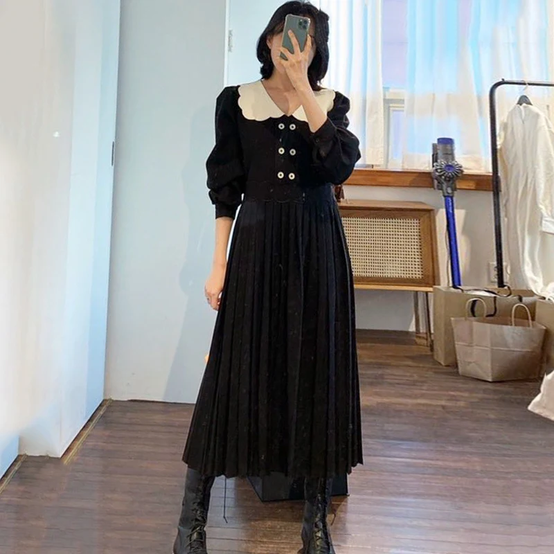 2021 Elegant Spring Women New Chic Fashion Vintage Long Sleeve Buttons ...