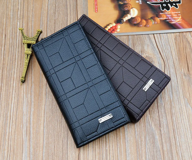 New Men's Wallets Men's Long Wallets Fashion Embossed Vertical Open ...
