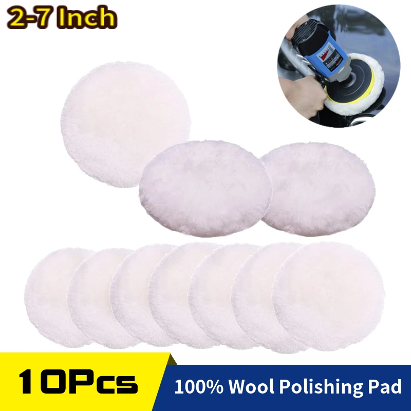Wool Polishing Pad 2 to 7 Inches Soft Sheepskin Buffing Pads with Hook ...