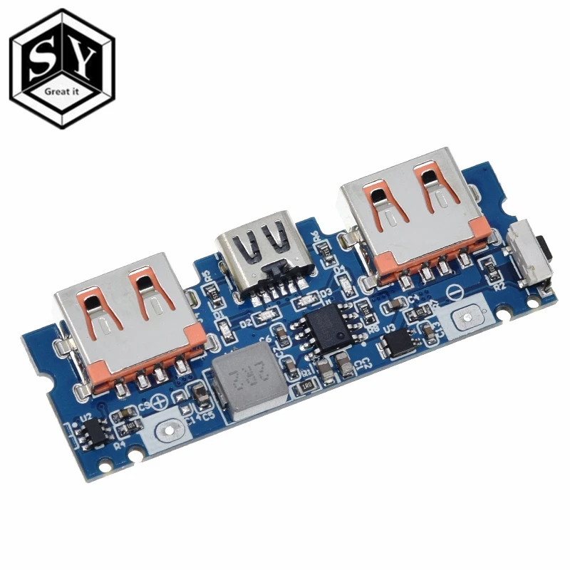 Micro/Type C USB 5V 2.4A Dual USB 18650 Boost Battery Charger Board ...