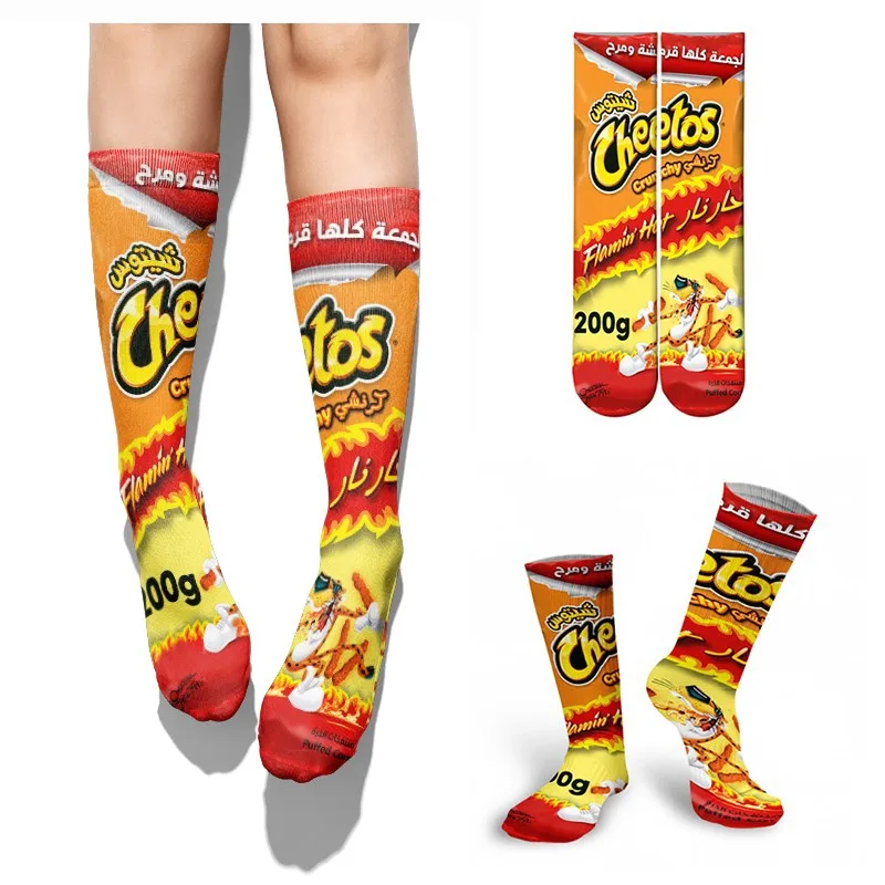 Funny 3D Printing Potato Chips Socks Female French Fries Packaging ...