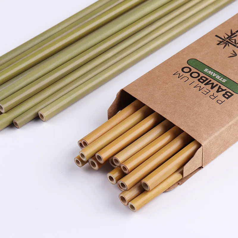 Bamboo Straw 12pcs/box One Brush Drink Bamboo Straws 20cm - Straw ...