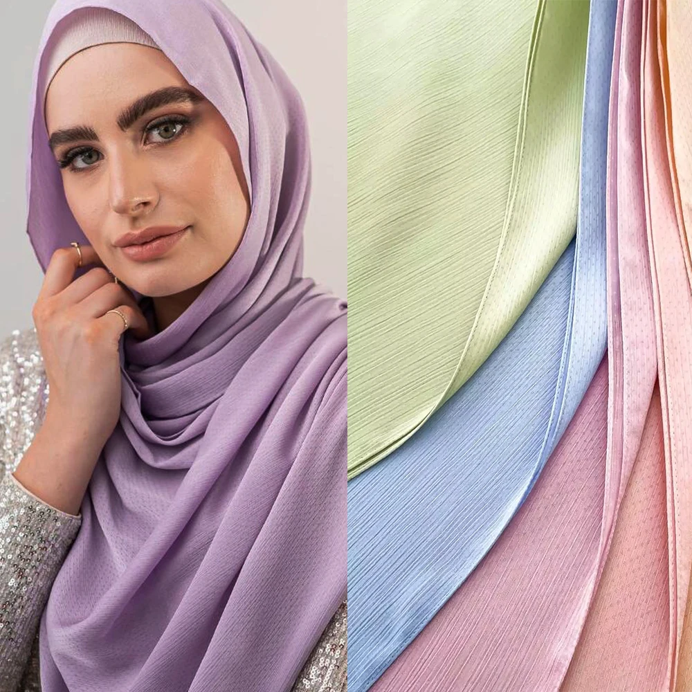 Baru Modis Bandana Ikat Kepala Hijab Satin Sutra Krep Kerut Hijab Syal ...