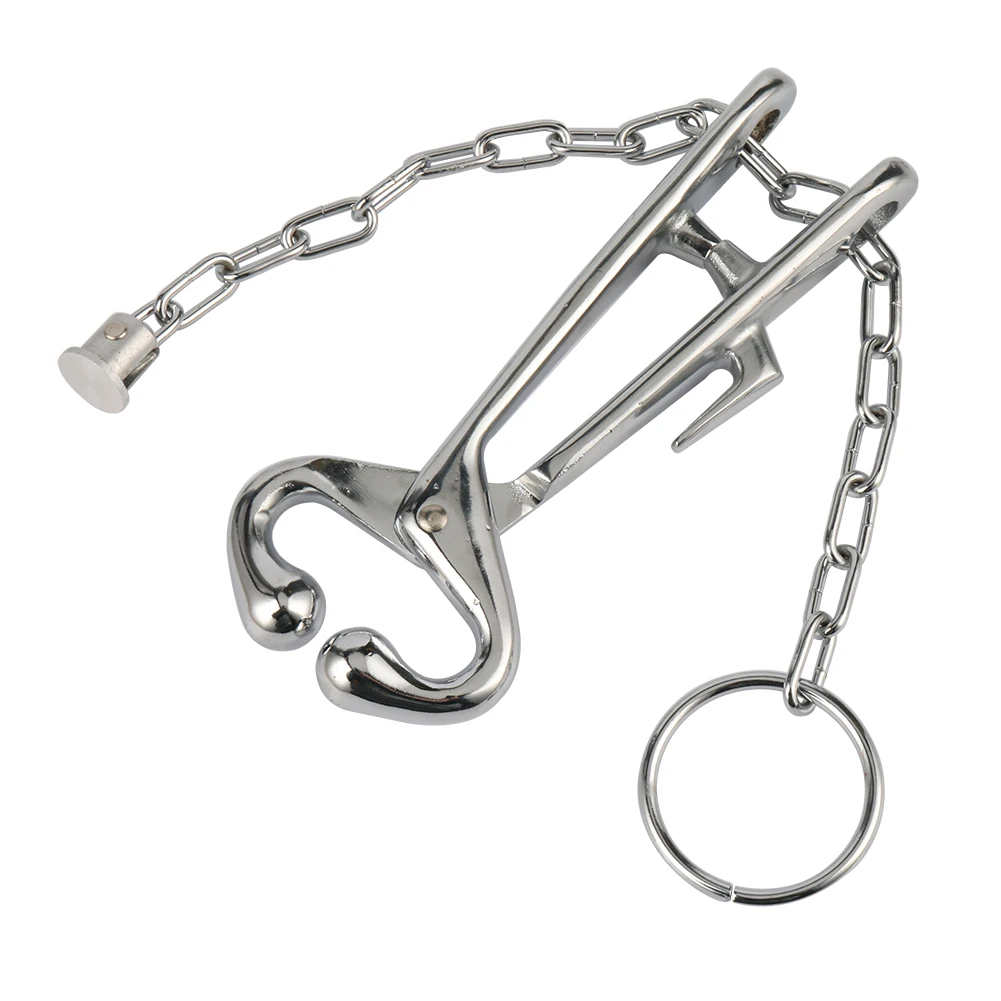Cattle-Nose-Plier-with-Chain-Stainless-Steel-Cow-Traction-Clamp-Cow ...