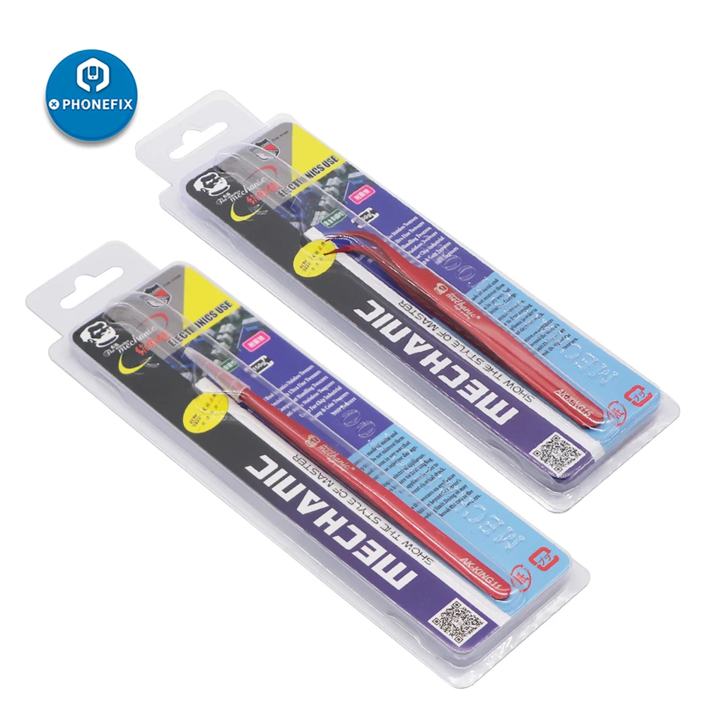 Mechanic AK-KING Original Precision Curved Straight Tweezers Anti-sta