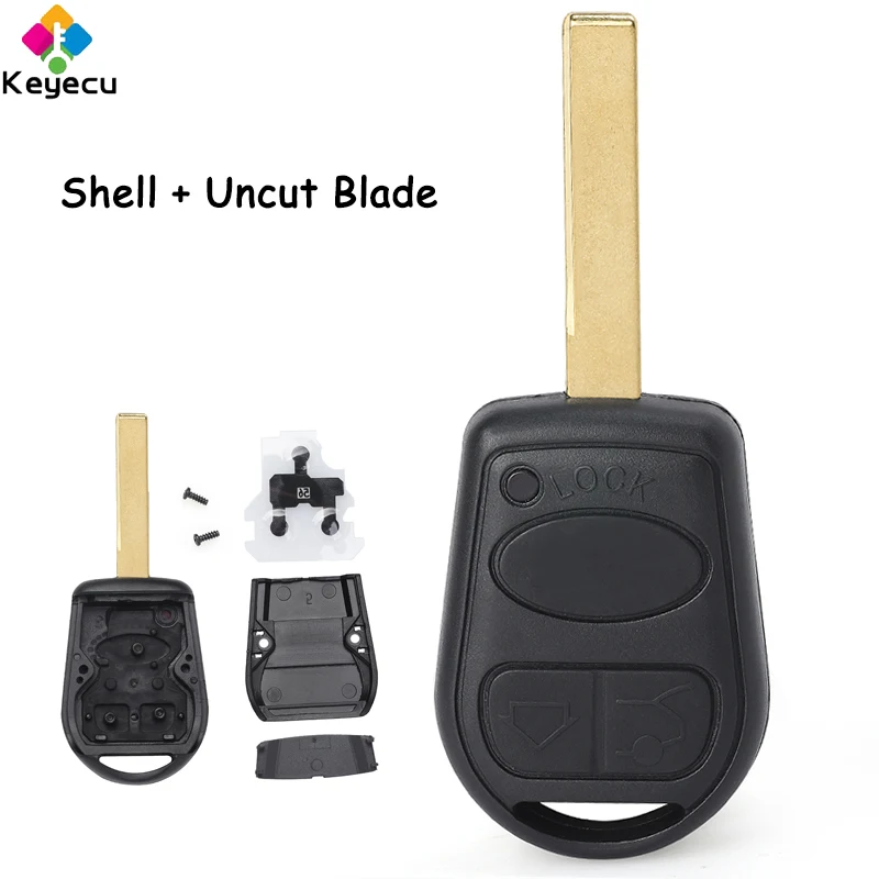 Keyecu Replacement Remote Car Key Shell - 3 Buttons & Uncut Blade - Fob ...