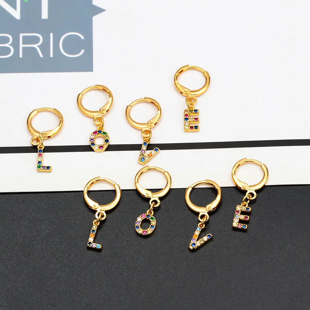 1PC-26-Letters-Colorful-Zircon-Ear-Piercing-Earrings-for-Women-Initial ...