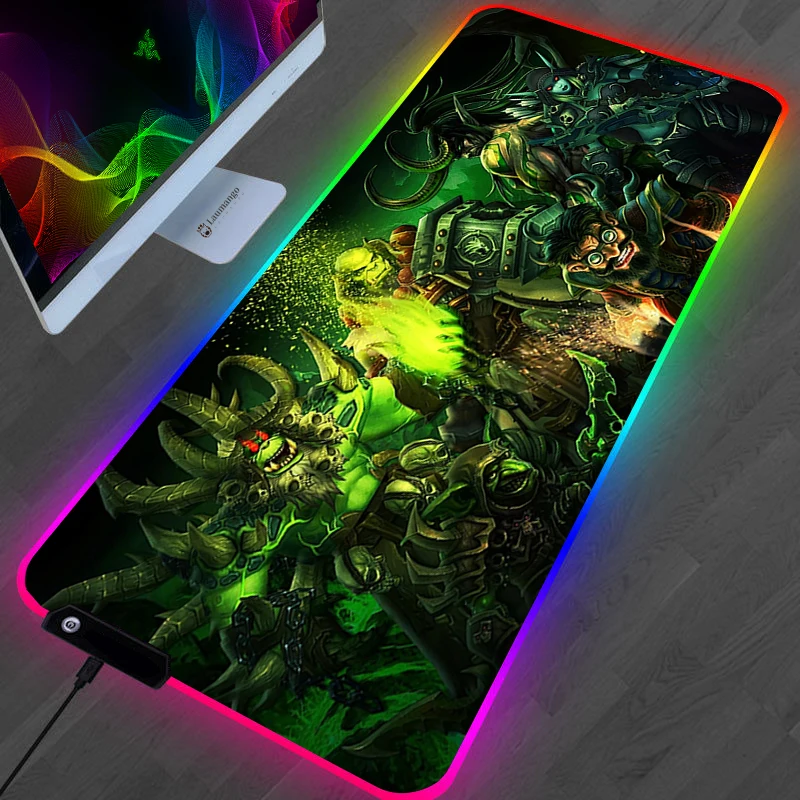 Rgb World Of Warcraft Anime Mouse Pad Gamer Gaming Laptop Varmilo Desk ...