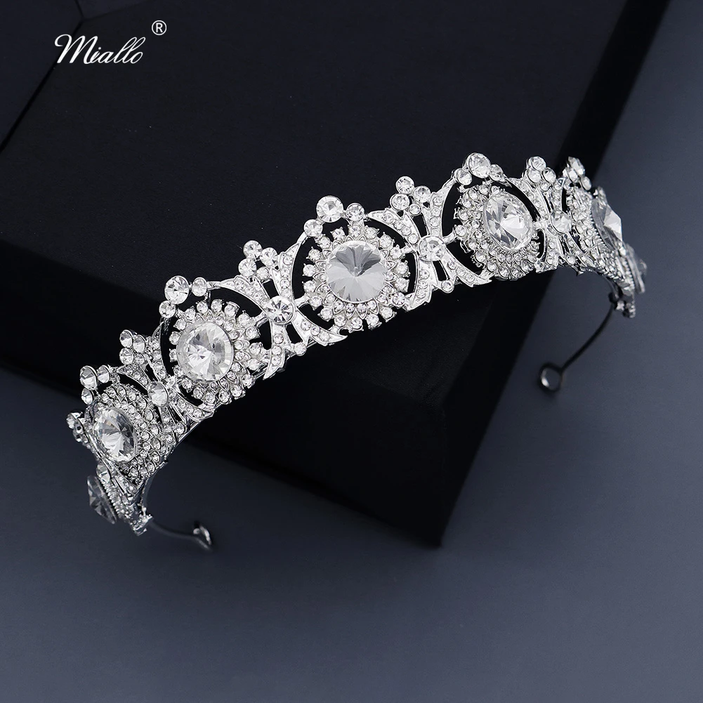 Miallo-corona-y-Tiara-de-cristal-de-Color-plateado-para-mujer-joyer-a ...