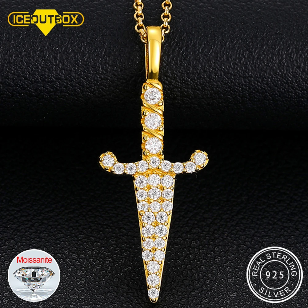 Fashion Moissanite Dagger Pendant Necklace For Women Men Hip Hop ...