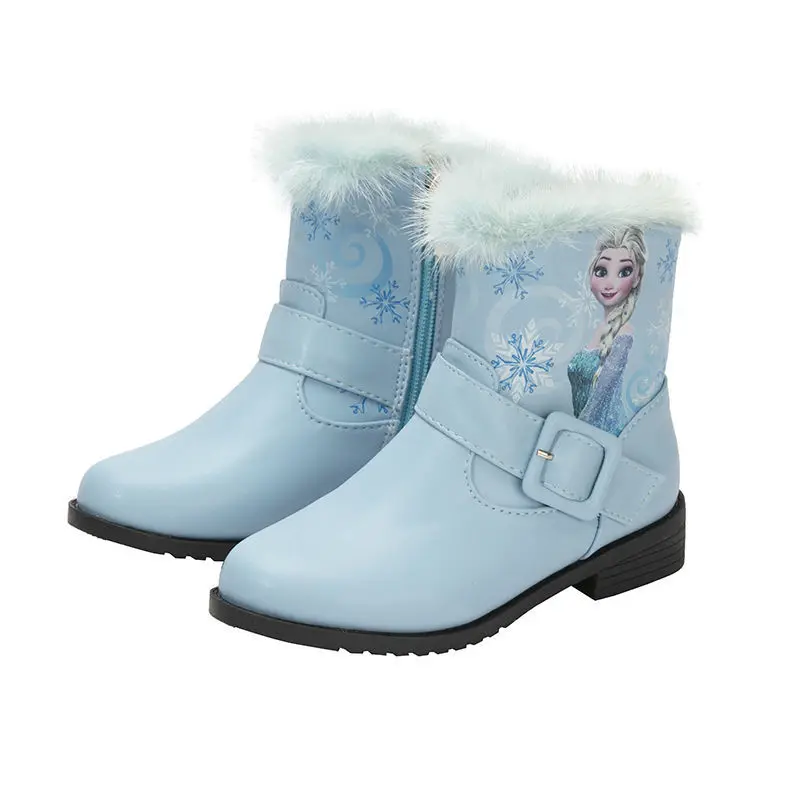 Disney children frozen Elsa princess girl thick warm leather boots ...