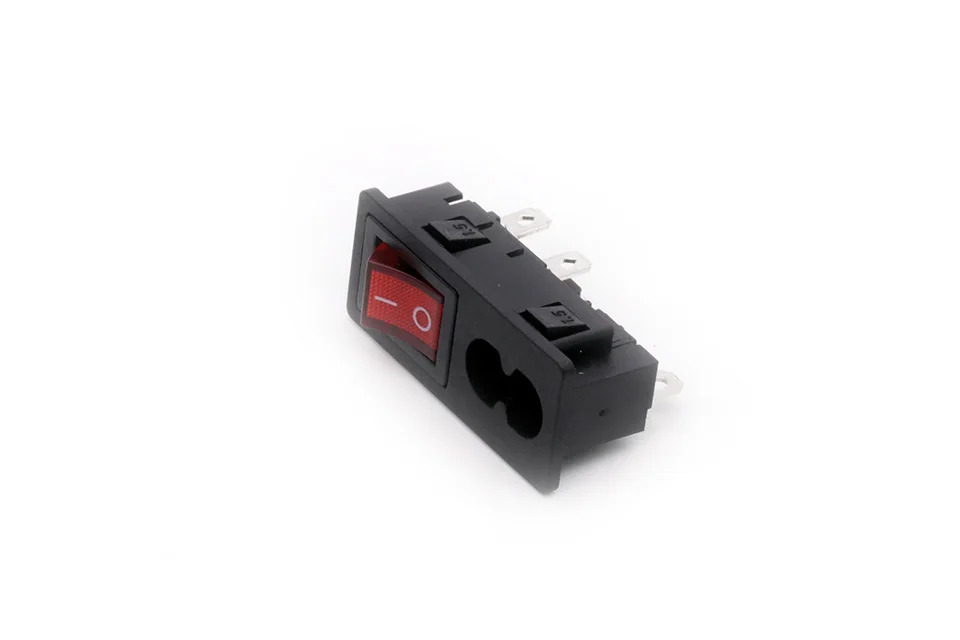 250V AC RED ROCKER SWITCH FUSED INLET POWER SOCKET - Horizontal ...