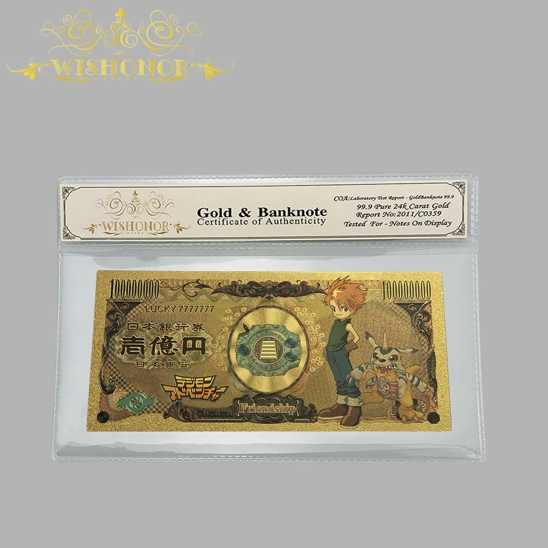 2022 Color Japan Anime Banknote Digimon Banknote in 24k Gold Plated Wi ...