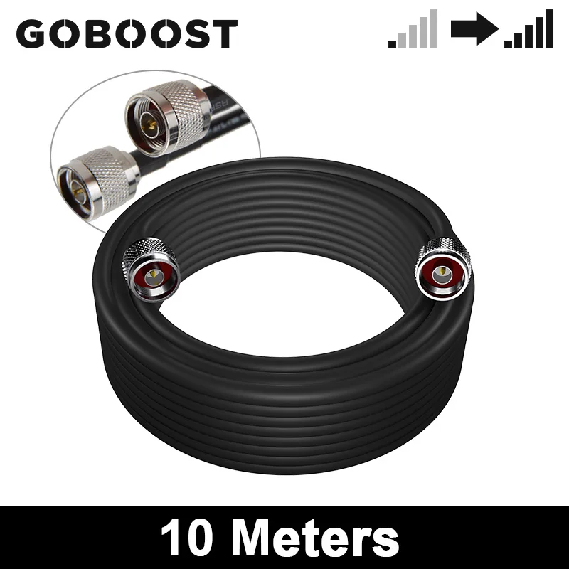 Goboost Black 10 Meters 5d Coaxial Cable With N-male Connector For Cell ...