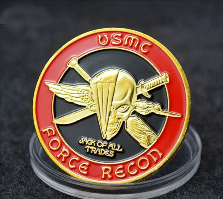 U.s. Marine Corps Challenge Coin - Force Recon - Usmc Military Gold ...