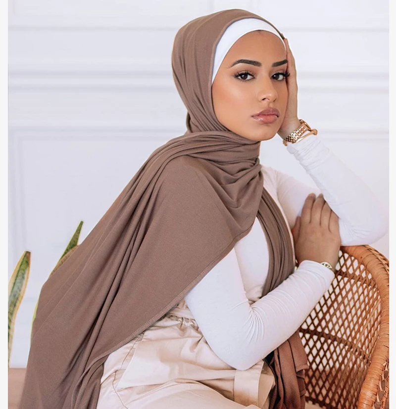 Foulard-musulmano-in-morbido-cotone-multicolore-sciarpa-in-Jersey-Hijab ...