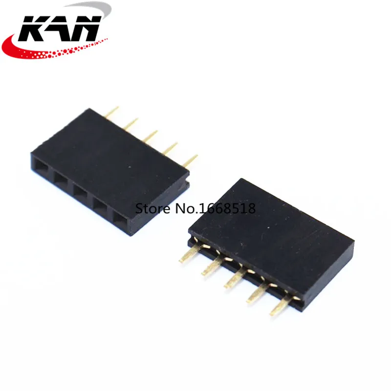 50 pcs 5P Single Row Female Pin Header 5Pin 1*5 Pin Straight Needle ...