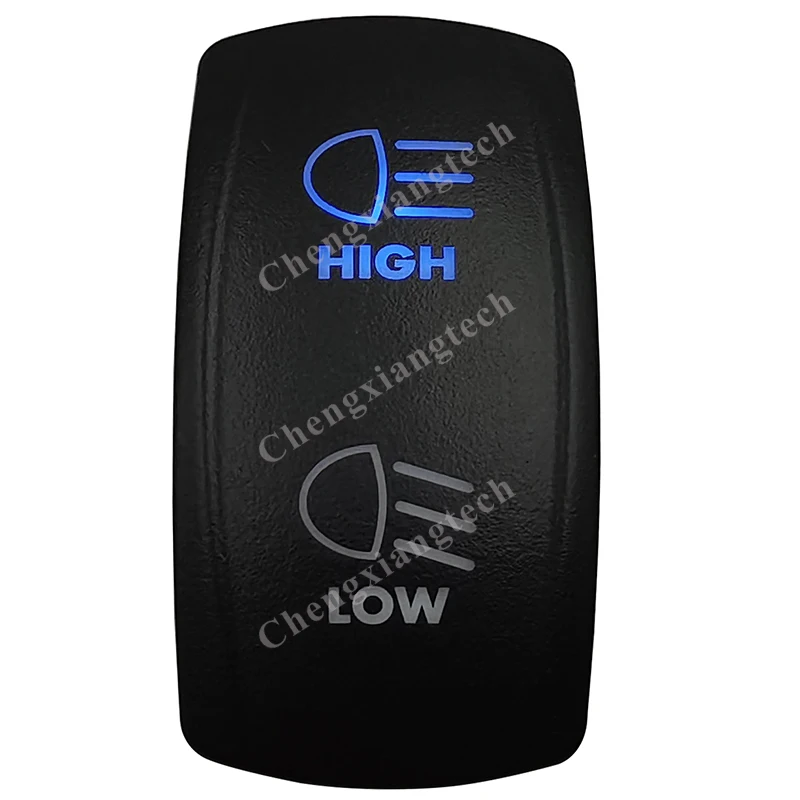 HIGH-LOW-Car-Boat-Blue-Led-Rocker-Switch-12V-20A-7PIN-DPDT-ON-OFF-ON ...