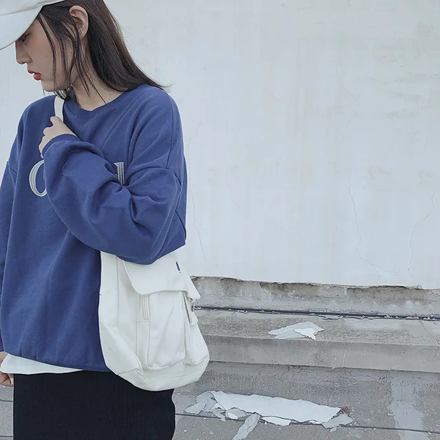 심플 스타일 문 대용량 핸드백 하라주쿠 캐주얼 울장 신사용 대학 숄더백 캔버스 세련 크로스 바디 백 이유트렌드