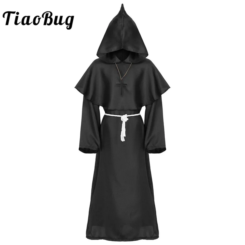 Adults Medieval Priest Sorcerer Costume Women Men Halloween Cosplay ...