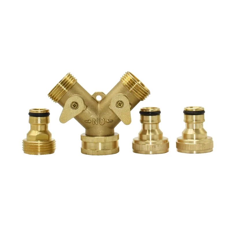 Brass 3/4" Female 2-Way Garden Tap Water Splitter 3/4" Male Y ...