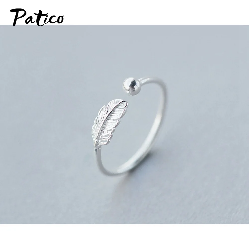 Luxury Brand Women 925 Sterling Silver Rings Jewelry Feather Shape ...