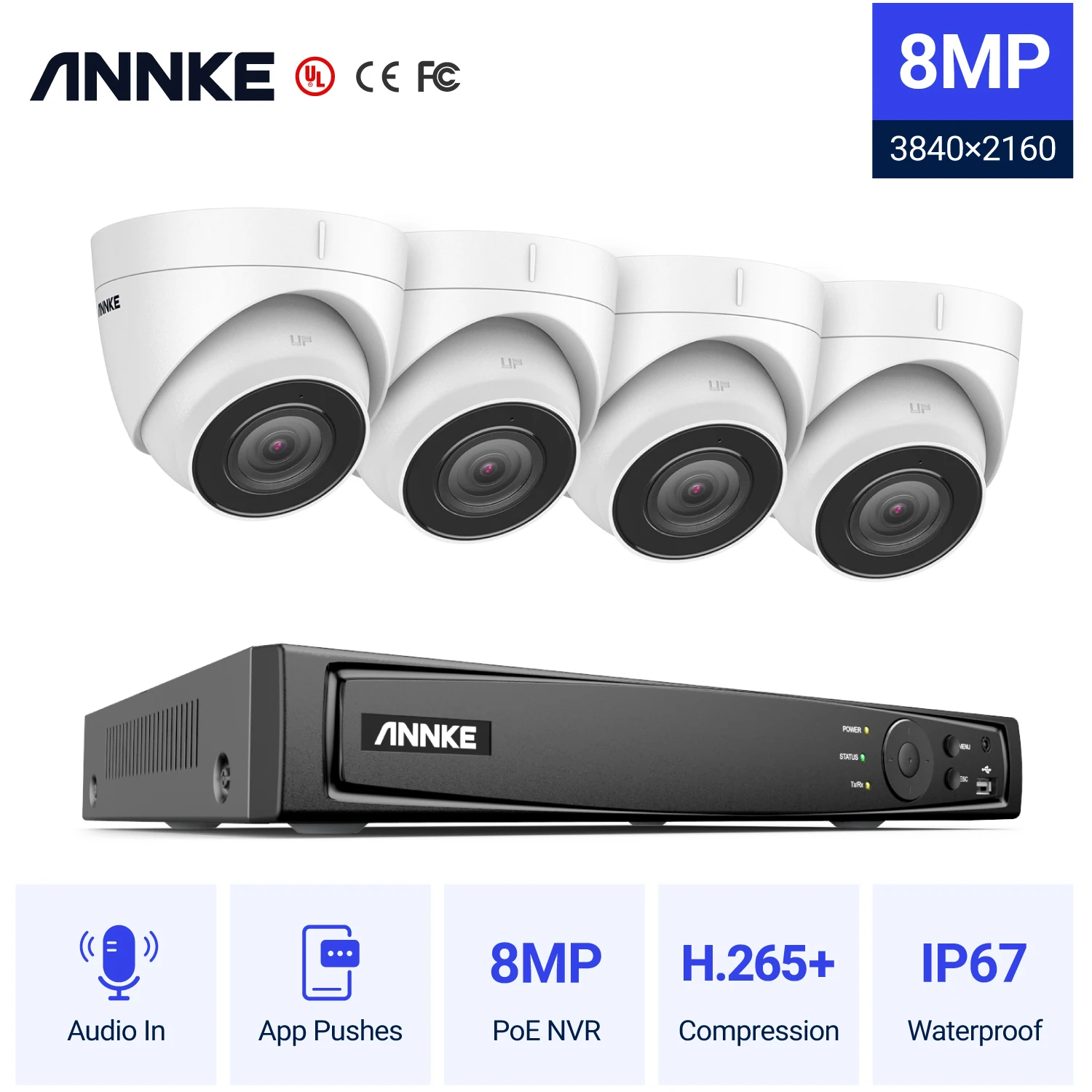 Annke 4k Poe Video Surveillance Cameras System 8ch H.265+ 8mp Nvr With ...
