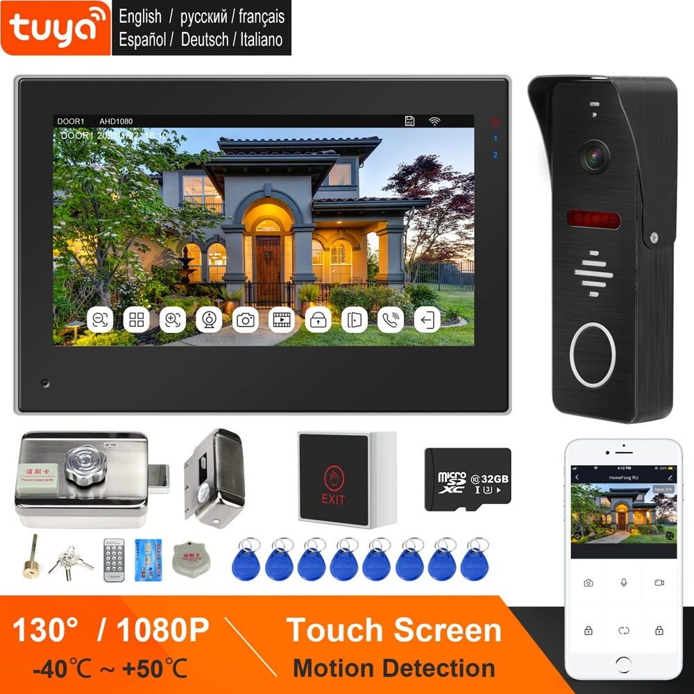 HomeFong WIFI Video Intercom Wireless Door Intercom with Lock TUYA ...