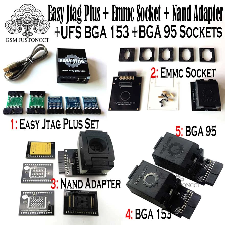 2021 original new easy jtag plus box + emmc socket + nand adapter + ufs ...