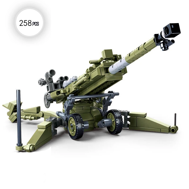 World War Ii Military Series Ww2 Army M777 Light Artillery Moc ...