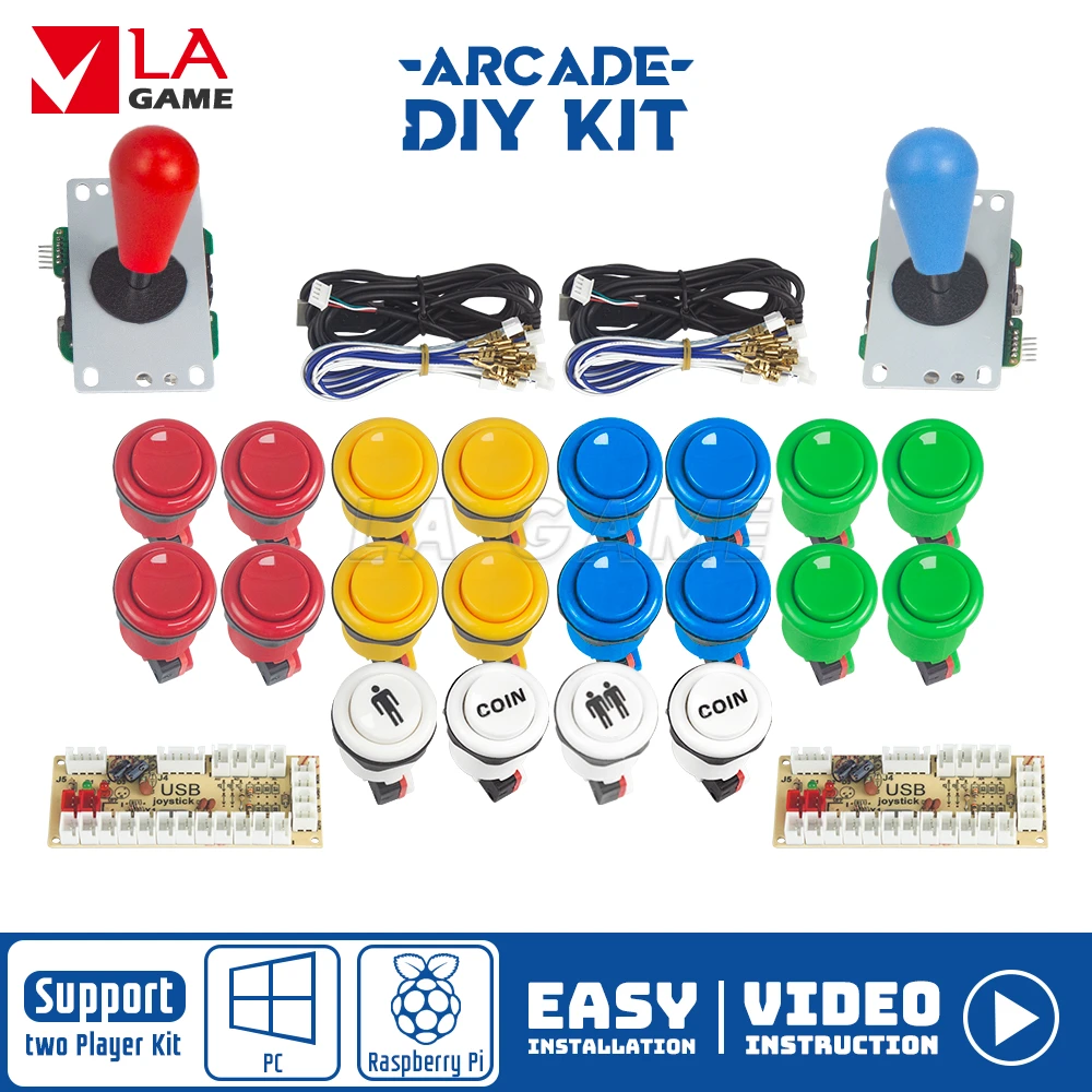 2 Player Kit Arcade Zero Delay Arcade Usb Encoder Pc Rasberry Pi Happ Type Button Arcade Cabinet ...