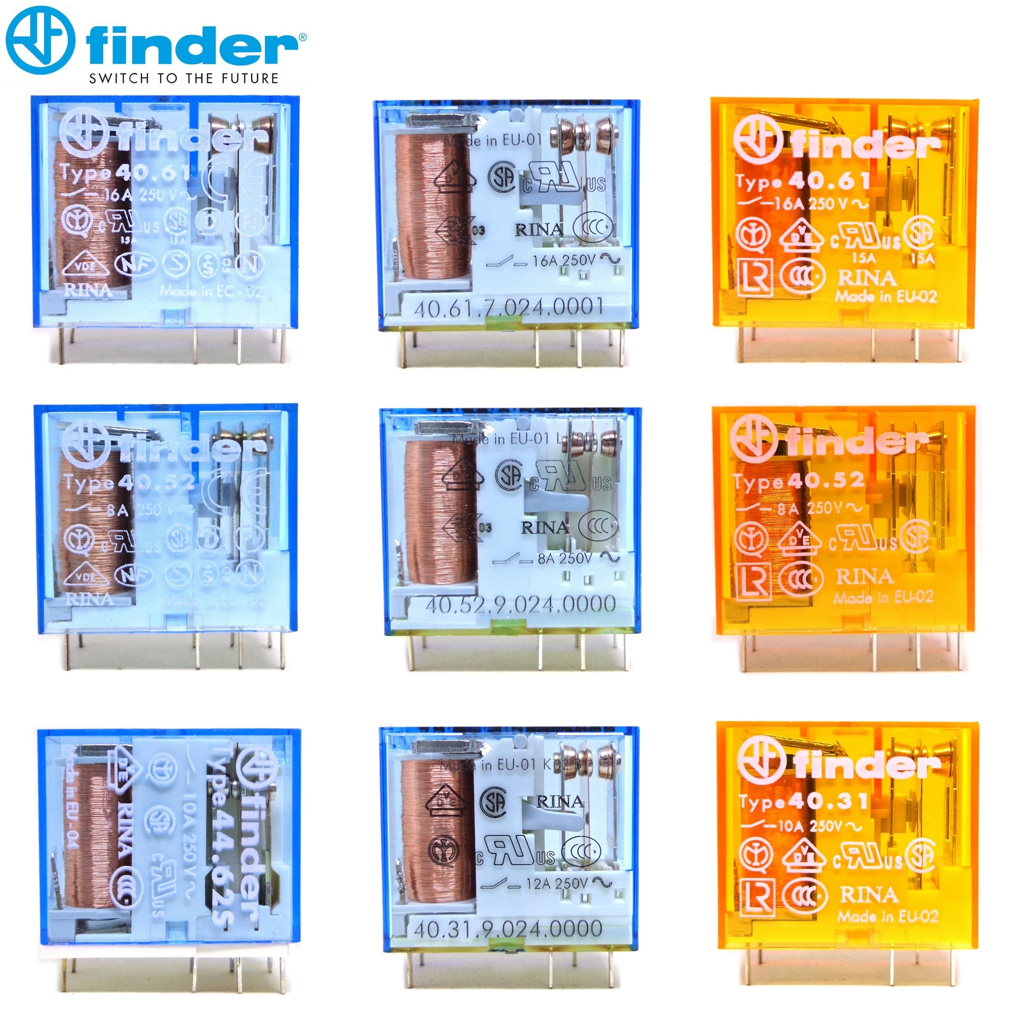 finder relay 40.52 / 40.61 / 40.31 12V 24V 230V 110V 48V AC DC 8A 16A ...