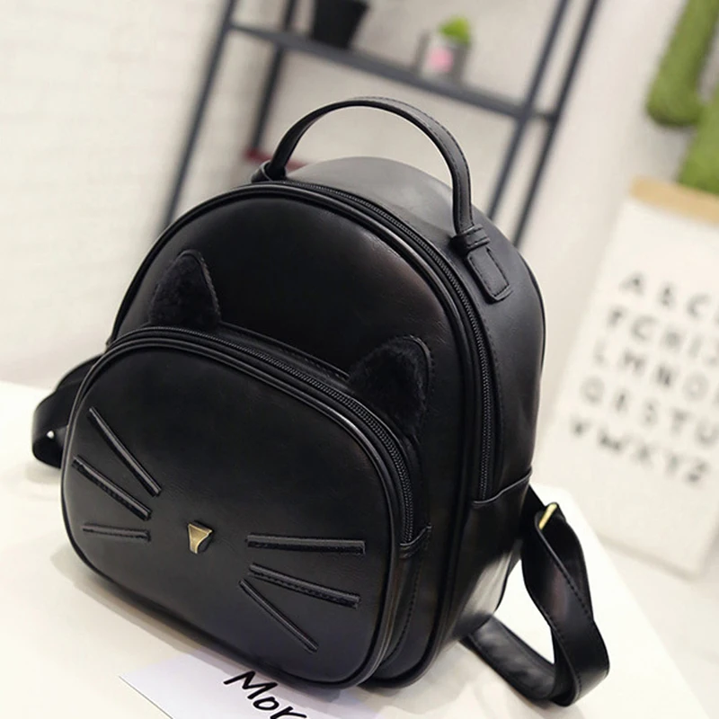 Women Girl Backpack Cute Cat beard Travel Rucksack Backpack School Bag ...