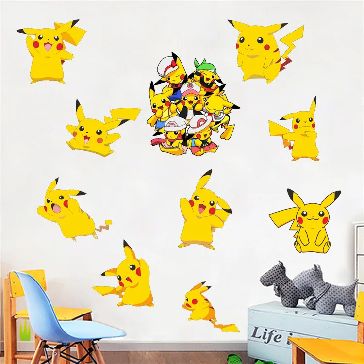 Pikachu Cartoon Room Decoration Wall Sticker - KawaiiMerch.com