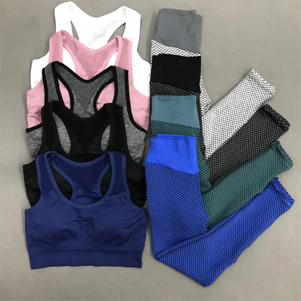 2 pcs Seamless Yoga Suit Women Sport Bra Sets Leggings Fitness Clothing ...