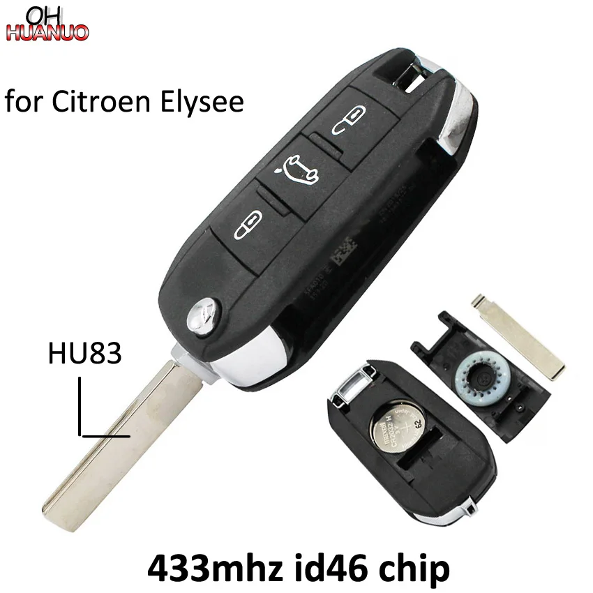 3 Button Smart Remote Key Keyless Entry Fob 433MHZ with ID46 Chip for ...