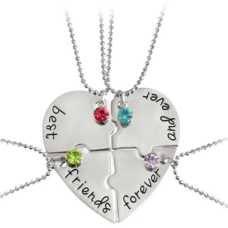 4pcs/set "best Friend Forever And Ever" Bff Friend Necklace Set 4 ...