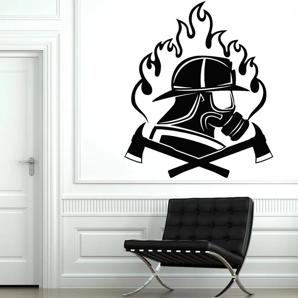 Fire-Department-Wall-Stickers-For-Living-Room-Emblem-Fireman-Axes ...