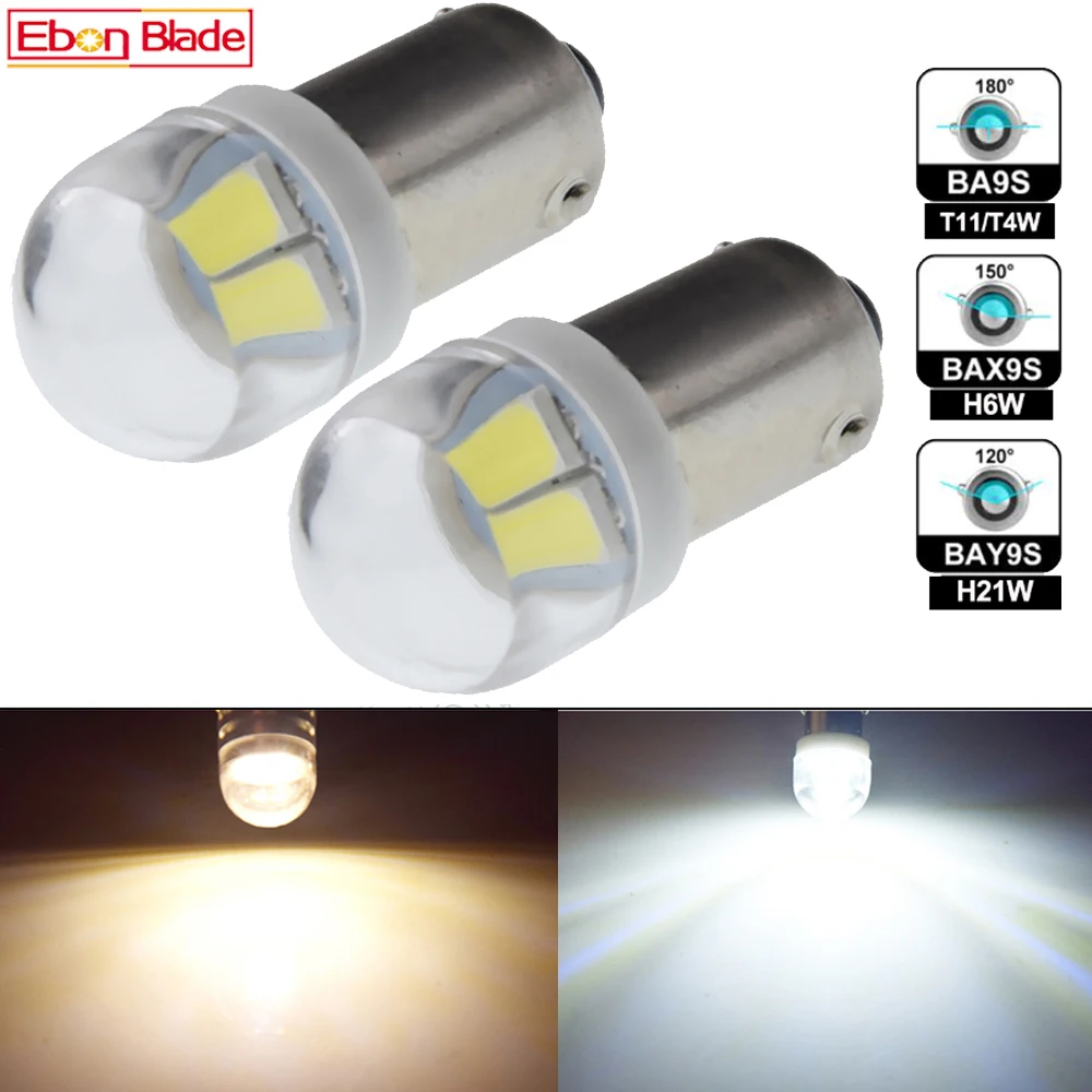 2Pcs Warm/White BA9S T4W LED BAX9S H6W BAY9S H21W Car Interior Dome Map ...